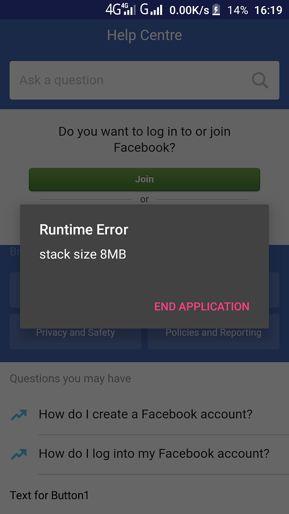 Stack Size 8Mb error - Discuss - Kodular Community