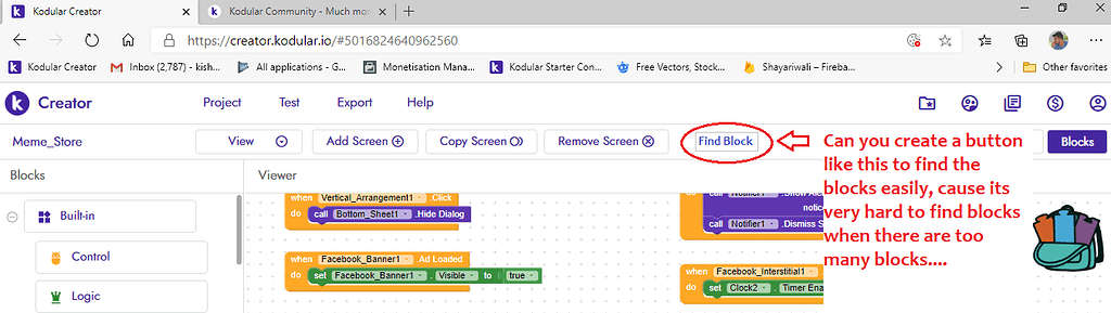 Can kodular add this to find blocks quickly - IWant - Kodular Community