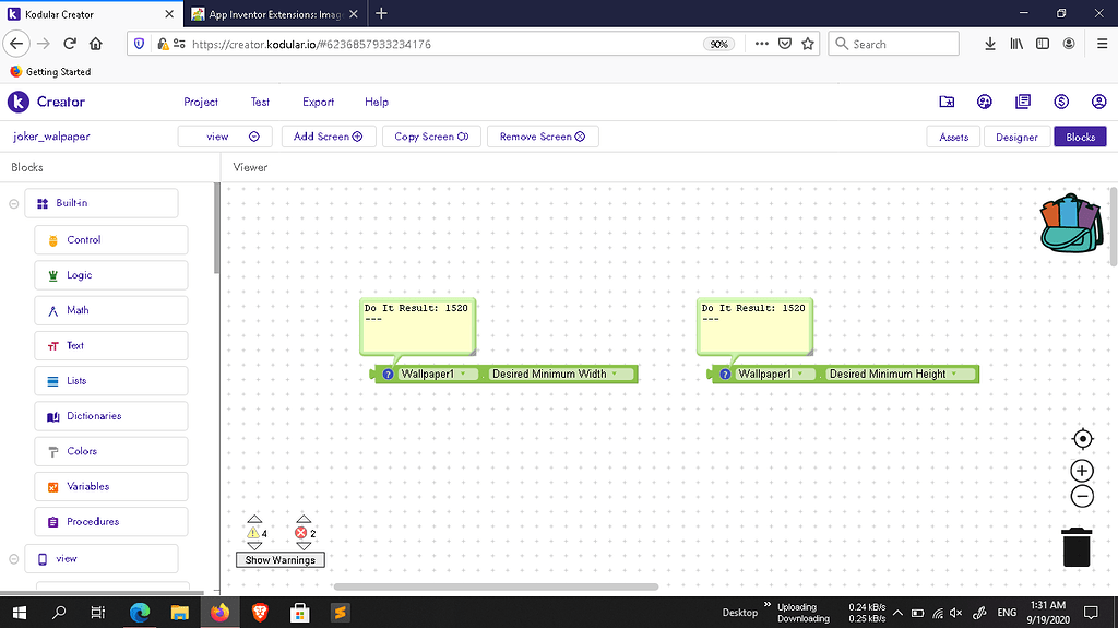 Bug in wallpaper component - Bugs - Kodular Community