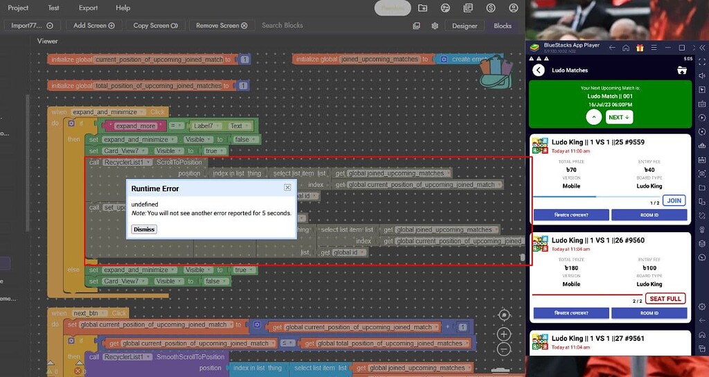 Undefined Runtime error issue - Discuss - Kodular Community
