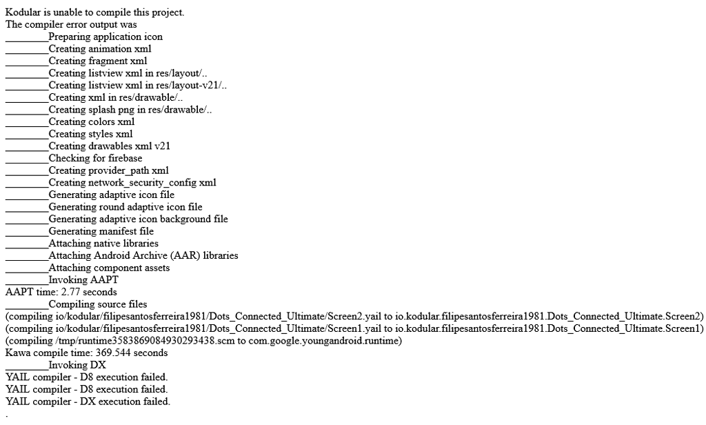 I can't compile the project - DX execution failed - Bugs - Kodular ... I can't compile the project - DX execution failed - Bugs - Kodular ...