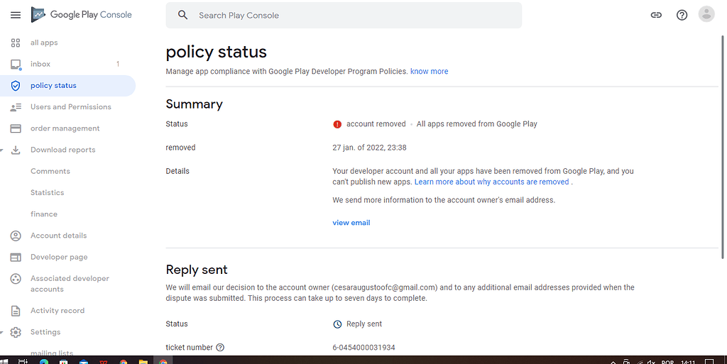 Google play account terminated - Discuss - Kodular Community