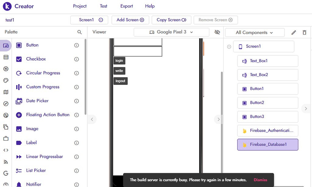 Server busy error when exporting (Build Failed, Error writing to server) - Discuss - Kodular ...
