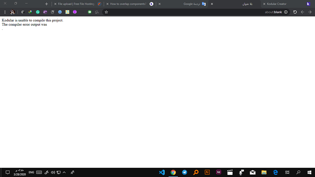 I can't export my app, "The compiler error output was" - Bugs - Kodular Community