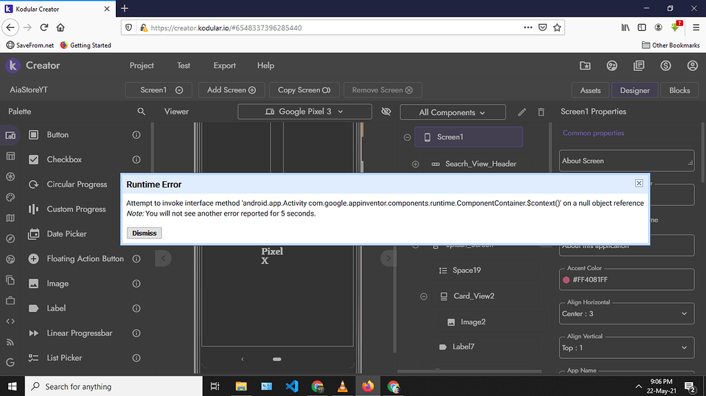 Getting Error Attempt to invoke interface method 'android.app.Activity'...... on a null object ...