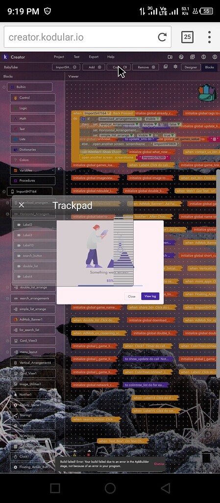 Error when exporting apk - Discuss - Kodular Community