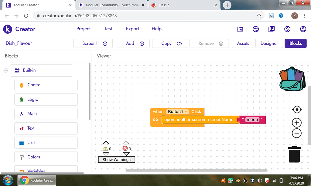 Unable to click on button when app exported - Discuss - Kodular Community