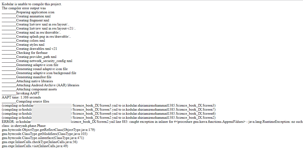 Build failed! Error: Your build failed due to an error when compiling Screen2 - Discuss ...