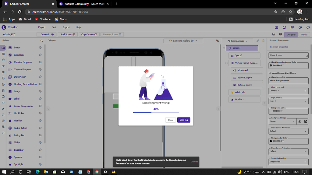 Error while exporting - Discuss - Kodular Community