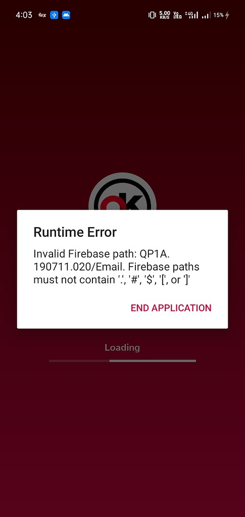 Firebase error shown in app - Discuss - Kodular Community