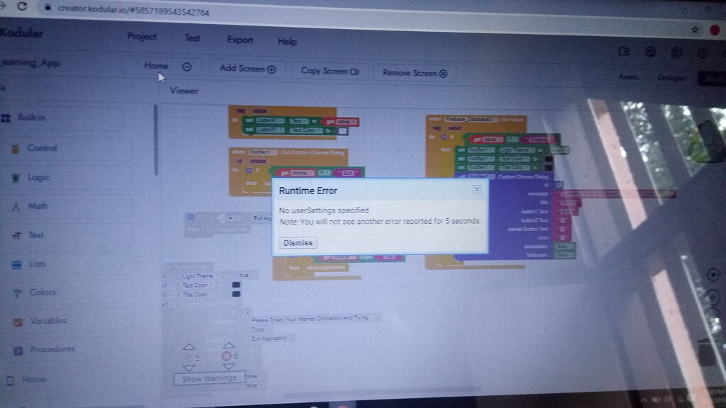 Runtime error in app - Discuss - Kodular Community