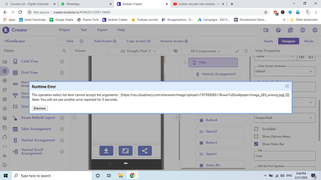 Showing Error "the operation select list item can't accept the arguments", need solution ...