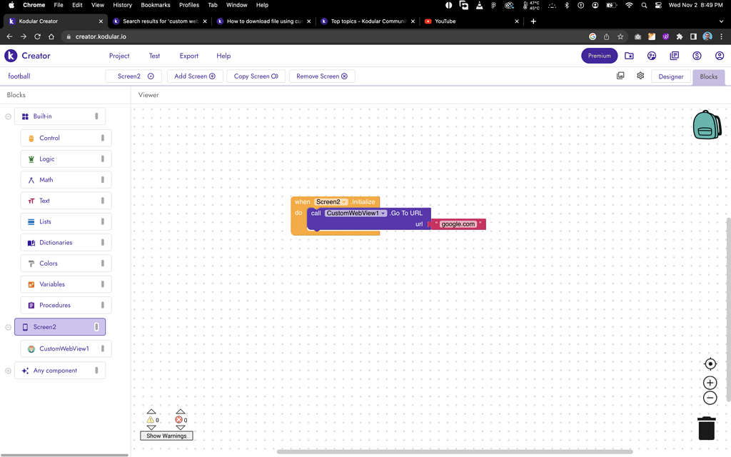 Issue with Custom Web View - Extensions - Kodular Community