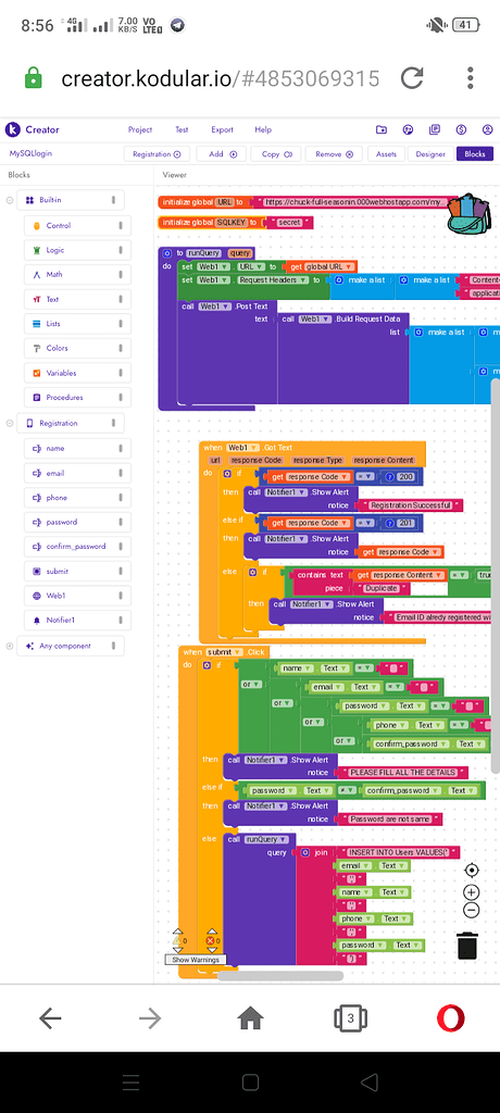 Mysql Data Not Storing - Discuss - Kodular Community