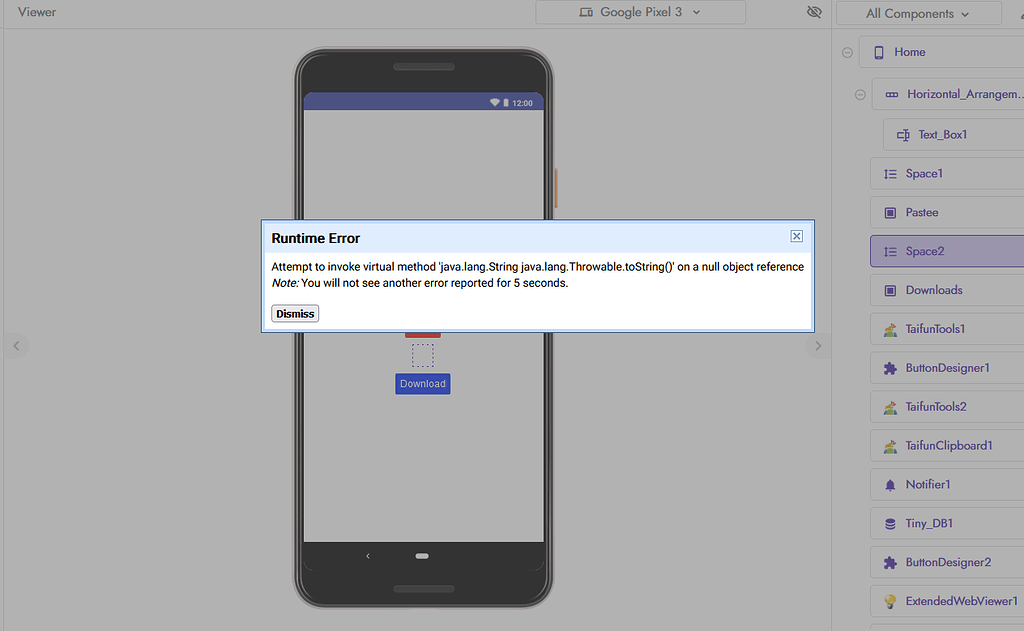 Attempt to invoke virtual method 'java.lang.String java.lang.Throwable ...