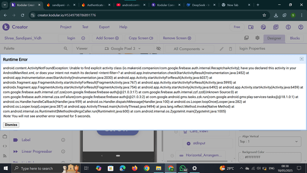 Run Time Error :android.content.Activity Not Found Exception - Discuss - Kodular Community