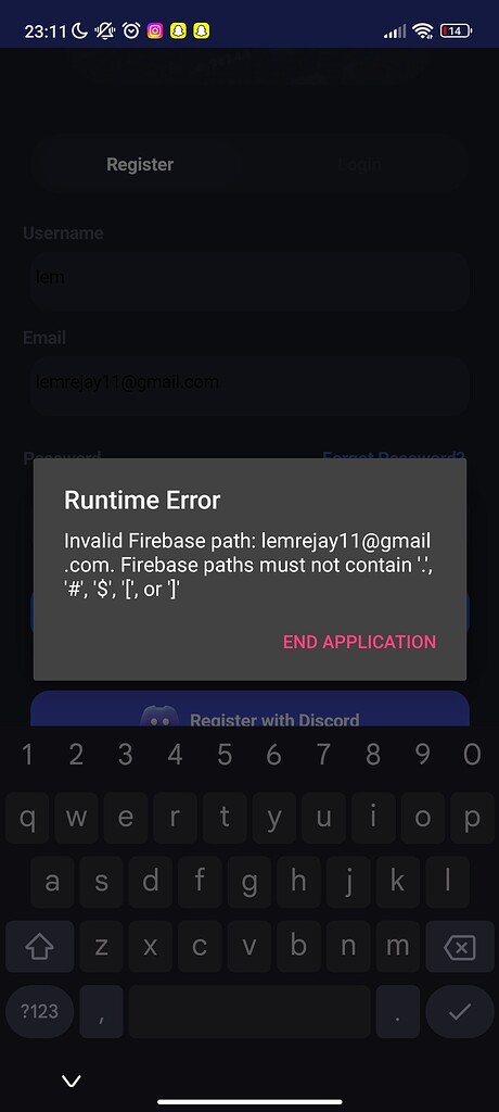 How to fix @ $ etc etc on firebase - Discuss - Kodular Community