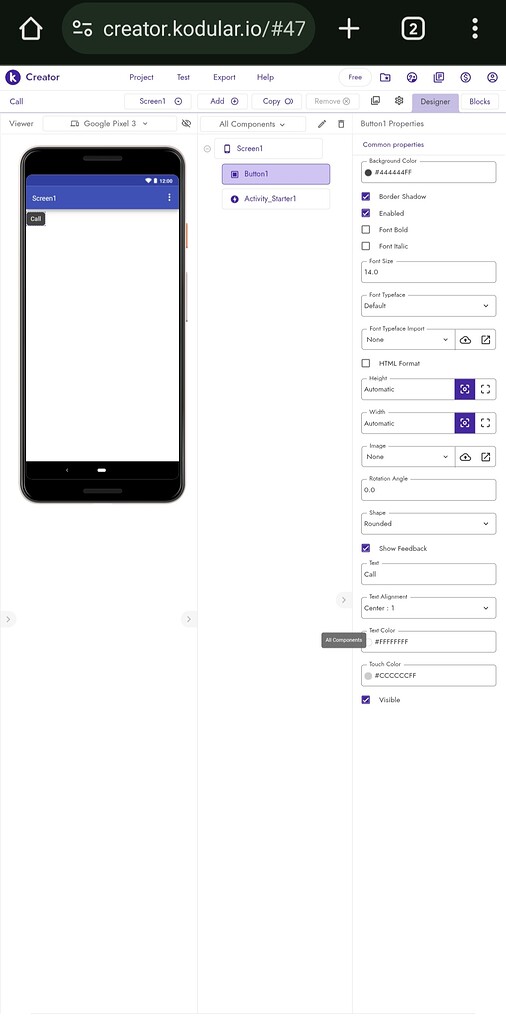 Please help me to create phone call botton for my apps - Discuss - Kodular Community