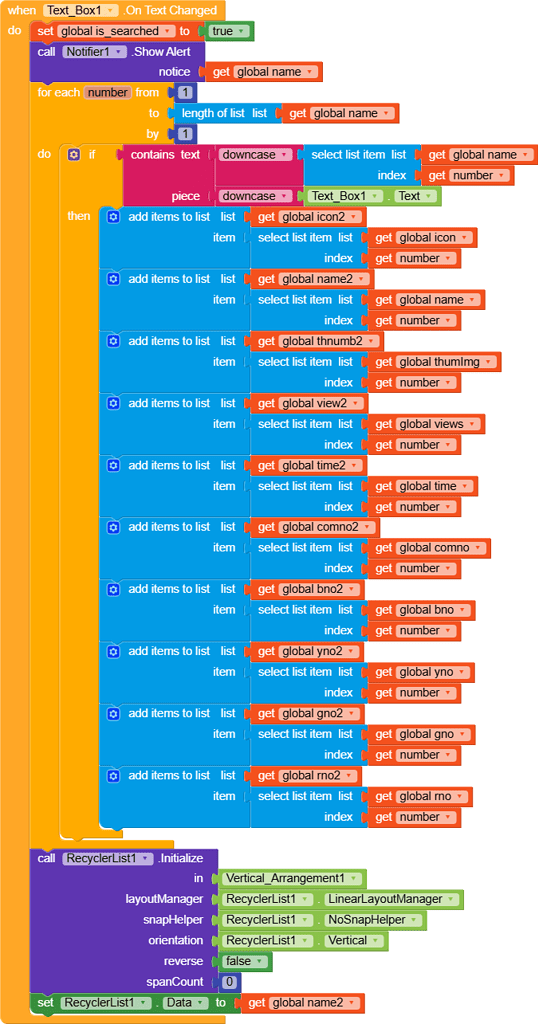 Search bar not working in recycling view - Discuss - Kodular Community