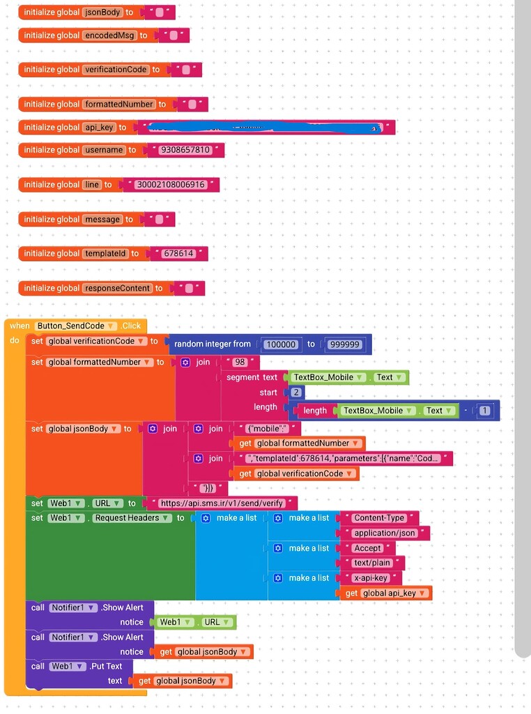 Error in JSON request to SMS.ir API - Discuss - Kodular Community
