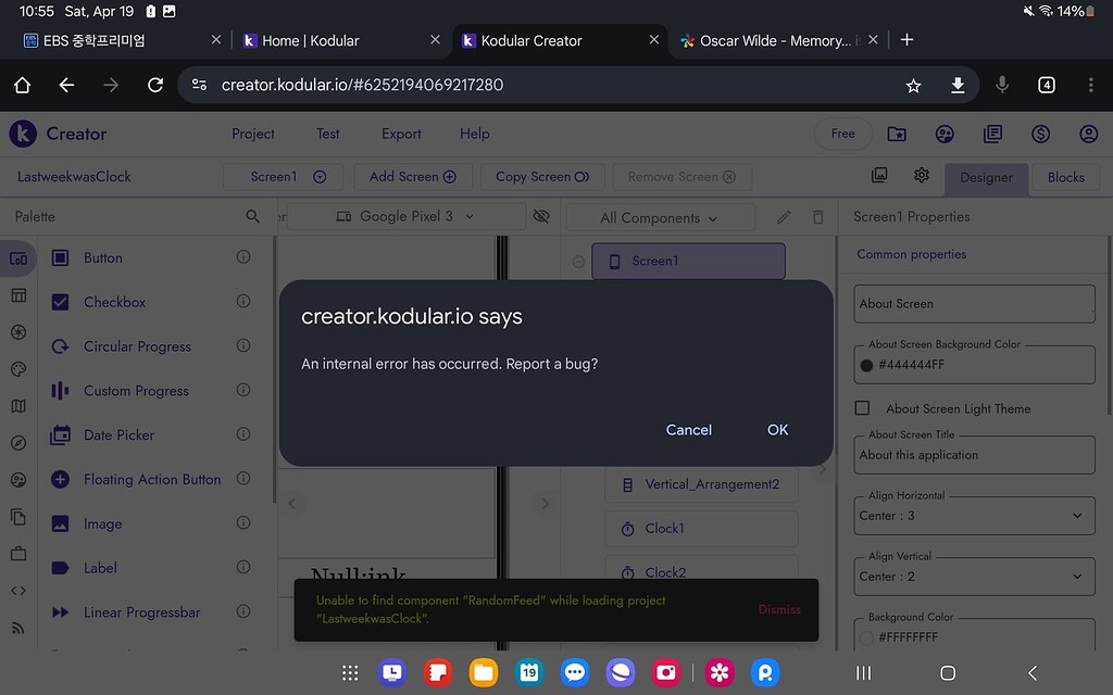 Unable to find component 'RandomFeed' - Discuss - Kodular Community