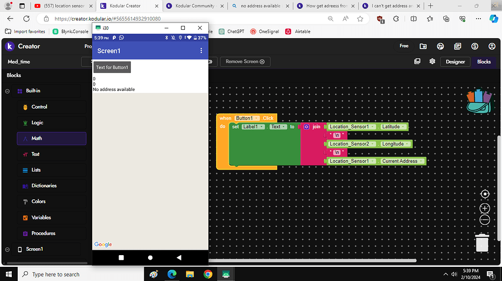Location sensor not working - Discuss - Kodular Community
