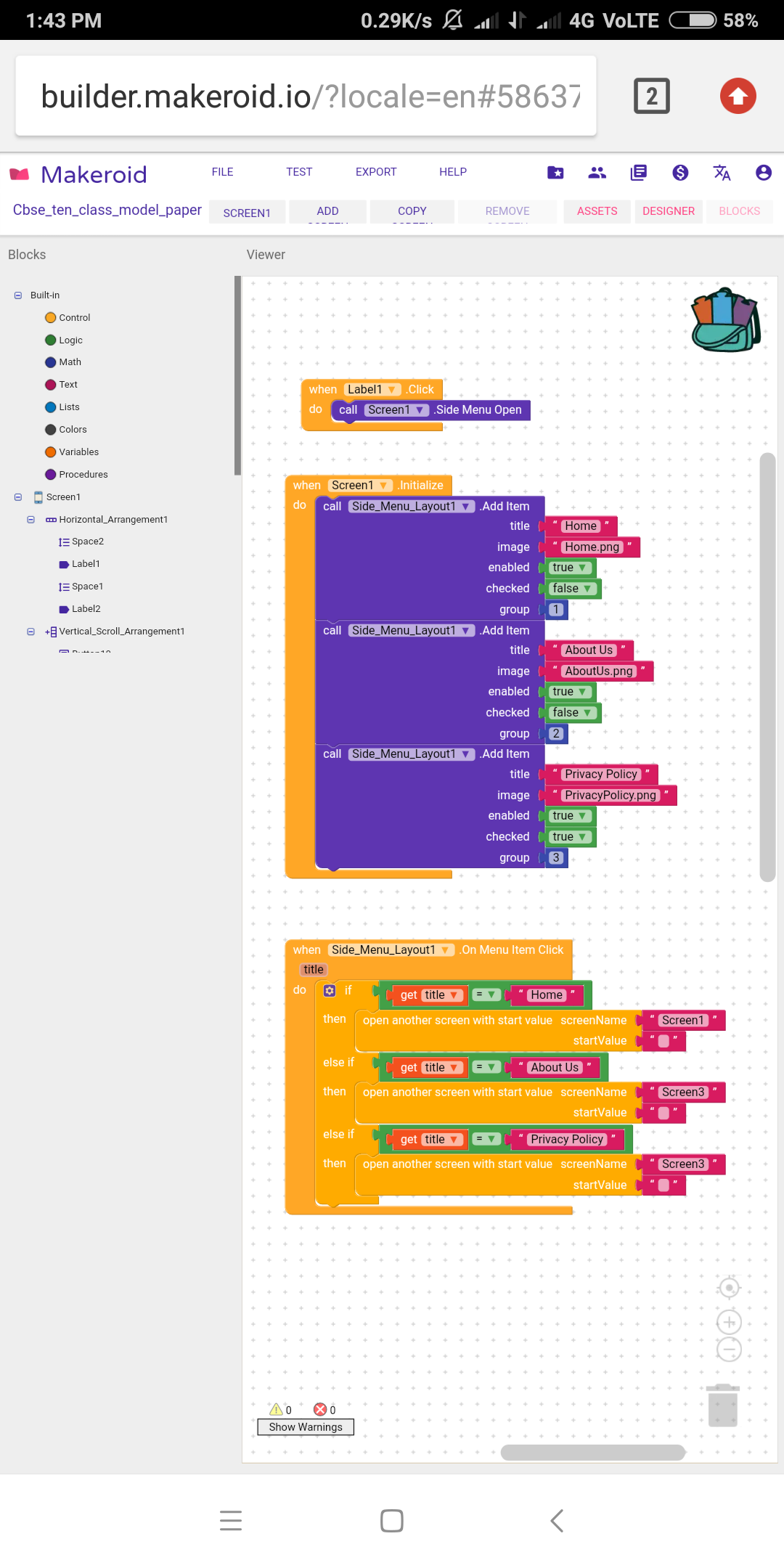 No drawer view found with gravity LEFT {Makeroid Side Menu Layout bugs} - Discuss - Kodular ...