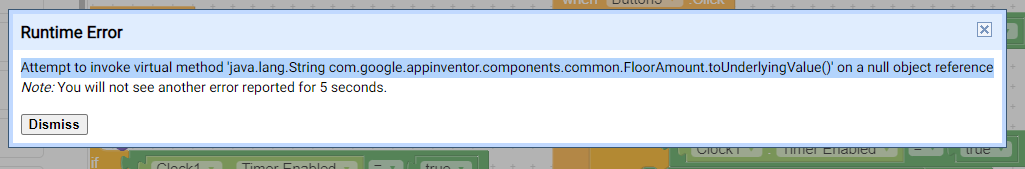 Error in my app Attempt to invoke virtual method 'java.lang.String com.google.appinventor ...