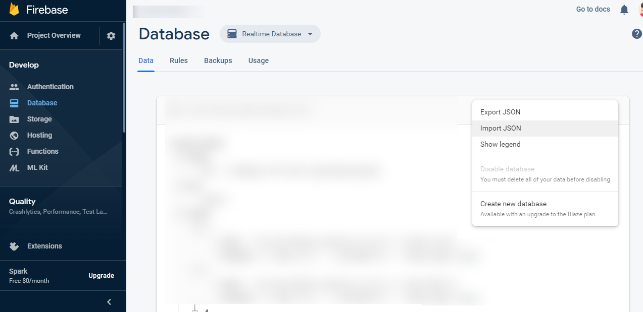Some way to import .json file to Firebase? - Databases - Kodular Community