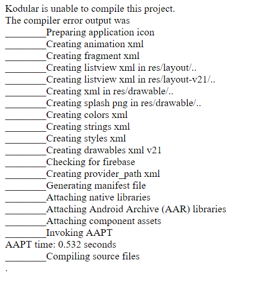 Compiling Errors - Bugs - Kodular Community