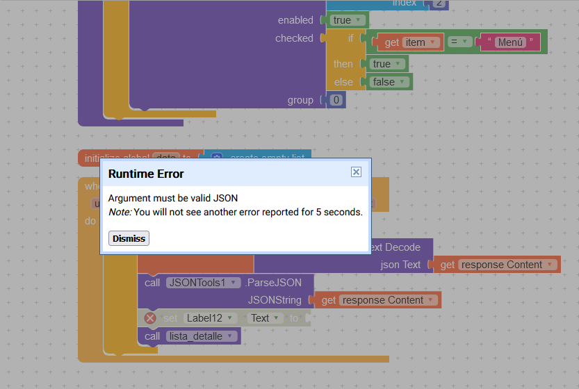 Argument must ve valid: JSON - Discuss - Kodular Community