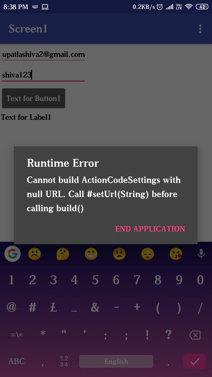 Firebase auth verify mail shows error - Discuss - Kodular Community