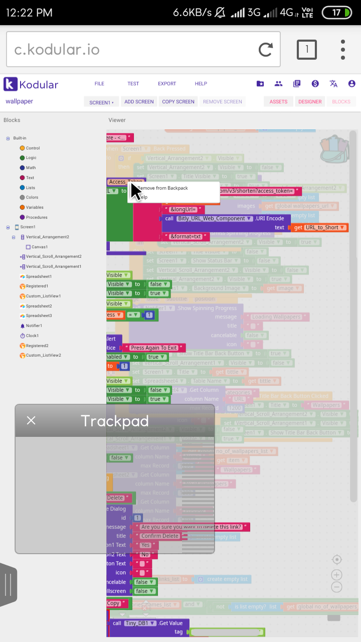 How to delete backpack codes? - Discuss - Kodular Community