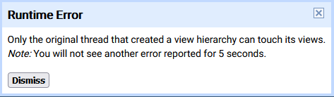 Extension Error - Only the original thread that created a view hierarchy can touch it views ...