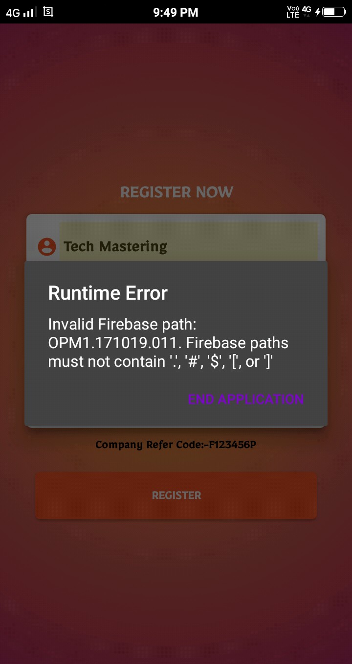 Runtime error is showing in firebase path - Discuss - Kodular Community