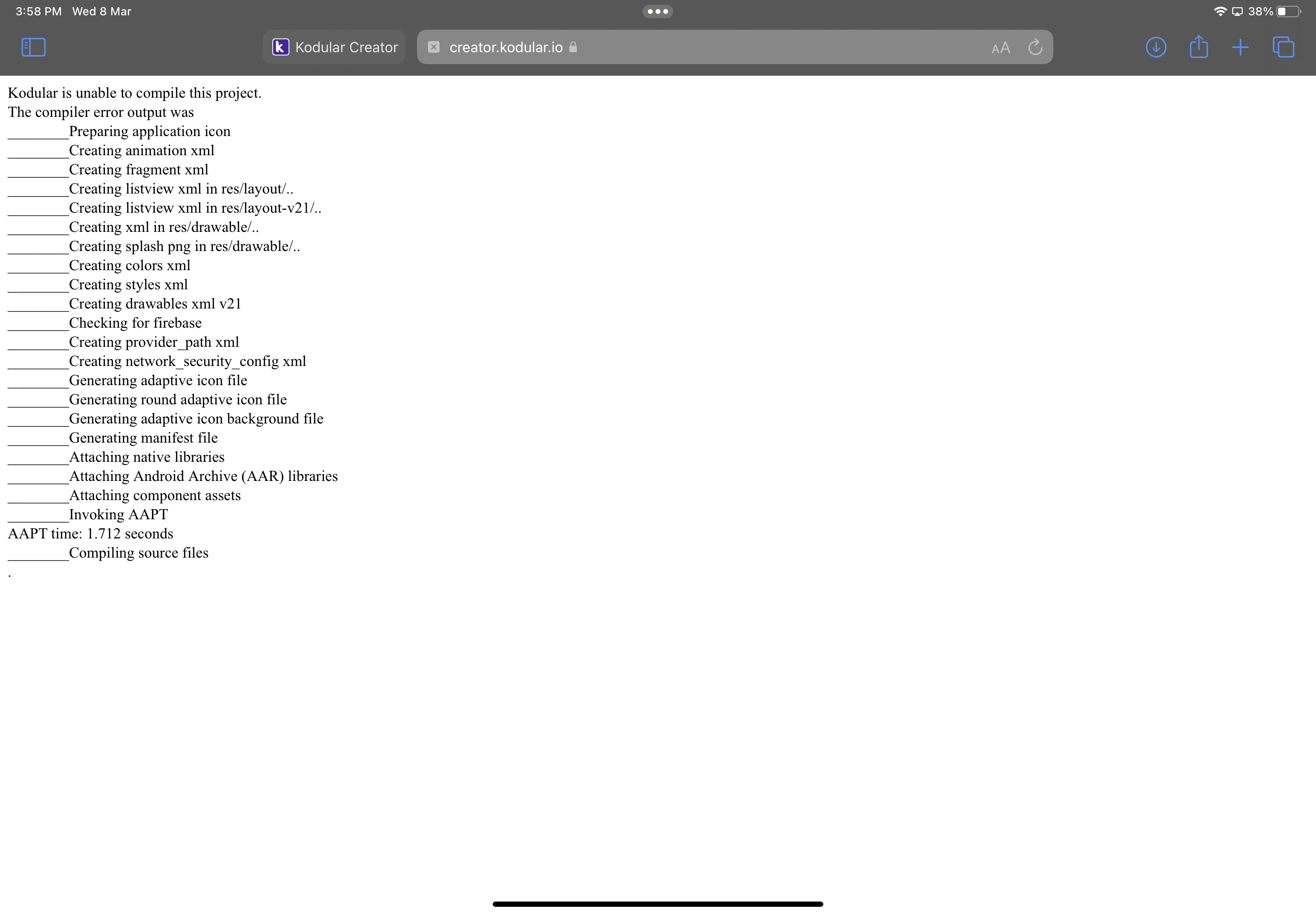 Build server error for past two hours - Discuss - Kodular Community