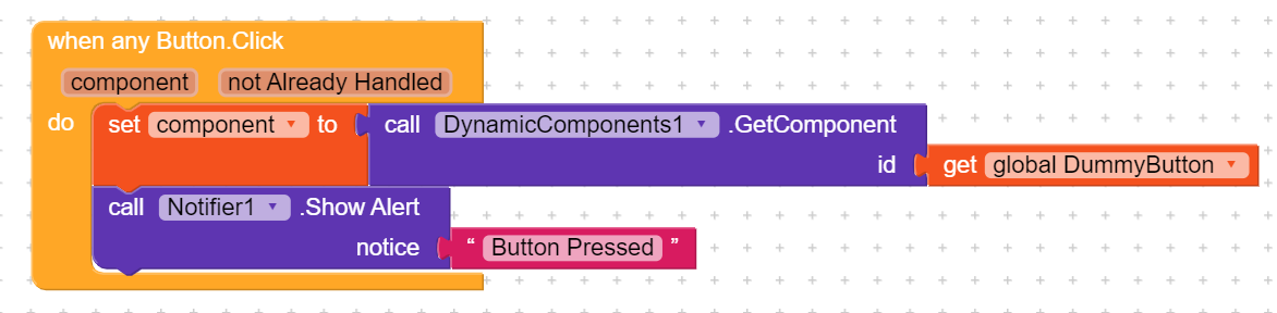 When "dynamic button created by extension" .click block? - Discuss - Kodular Community