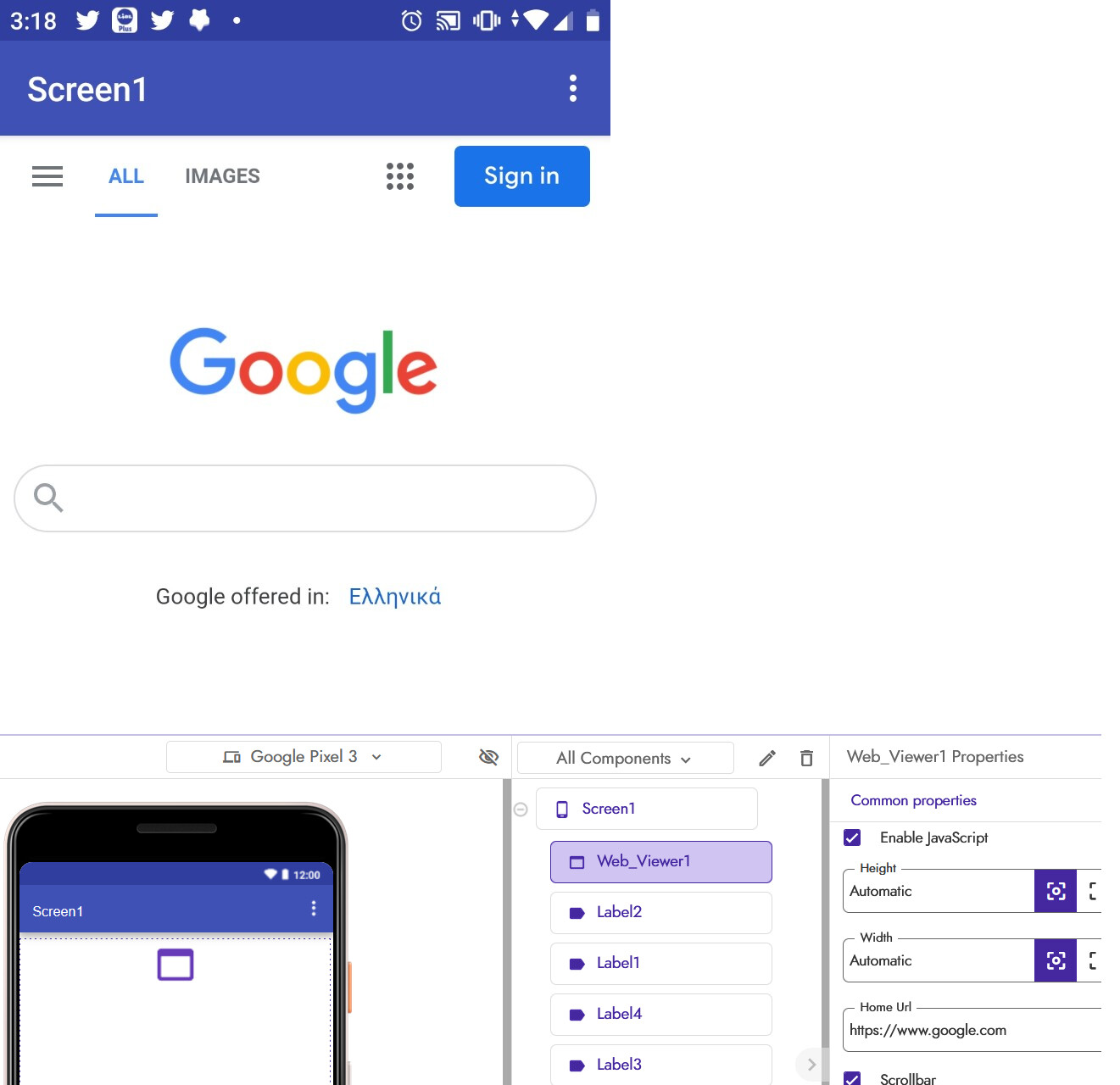 Web viewer not showing home page - Discuss - Kodular Community