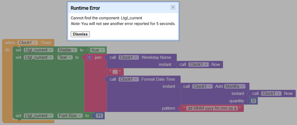 I've got a runtime error; cannot find the component - Discuss - Kodular Community