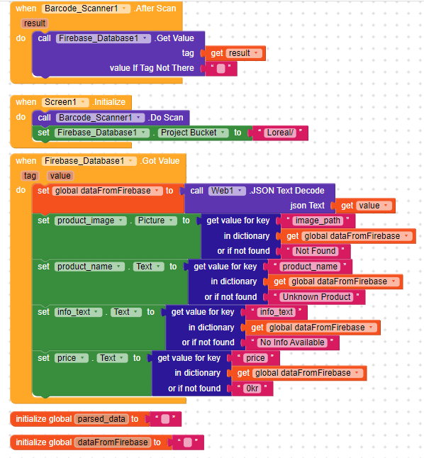 Product barcodescanner, fetch data from firebase - Discuss - Kodular Community