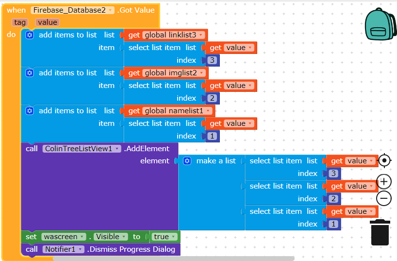 List index too large, showing data in colin tree from firebase ...