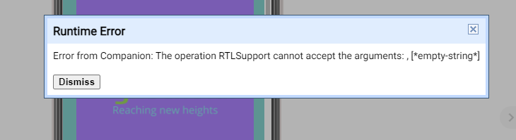 Error from Companion: The operation RTLSupport cannot accept the arguments: , [*empty-string ...