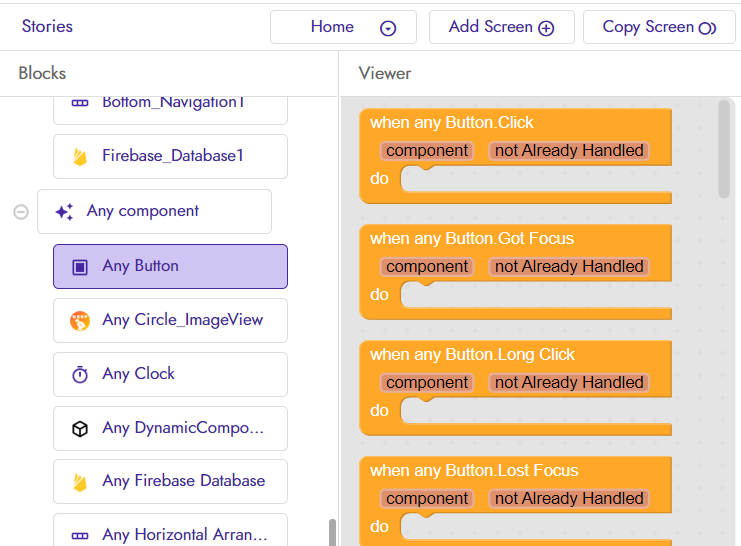 When "dynamic button created by extension" .click block? - Discuss - Kodular Community