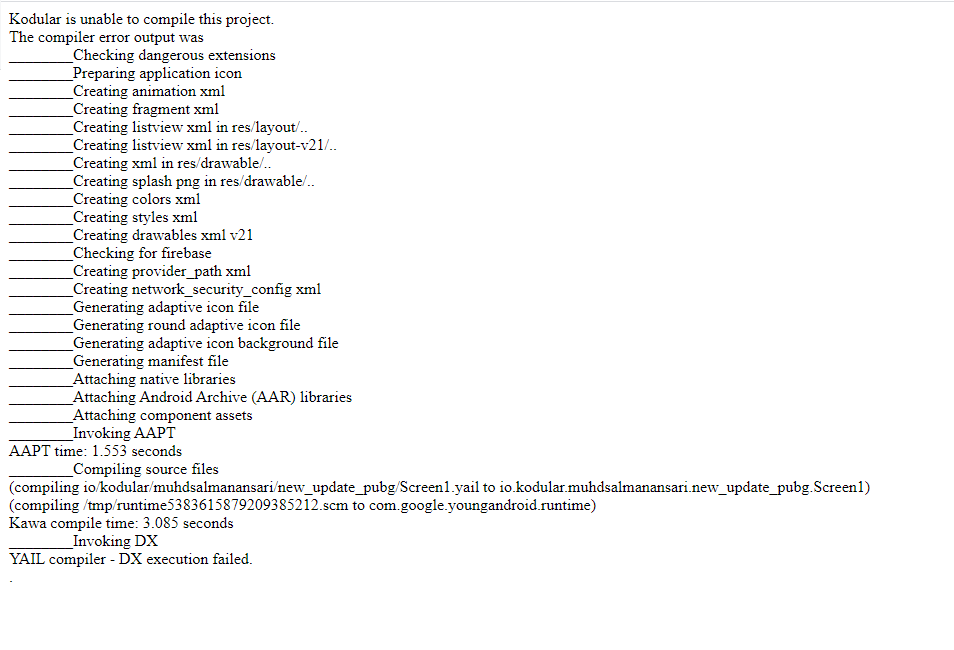 Please Help How to Fix this problem (YAIL compiler - DX execution failed.0 - Discuss - Kodular ...
