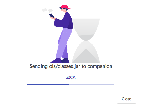 Sending ols/classes.jar to companion hangs 48% test connect to ...