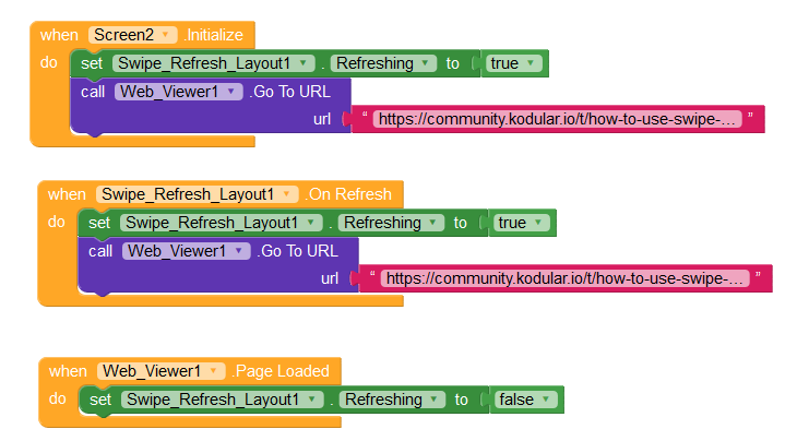 How to use swipe refresh layout in webview - Discuss - Kodular Community