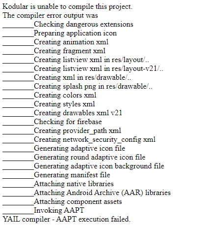 AAPT Compile error - Discuss - Kodular Community