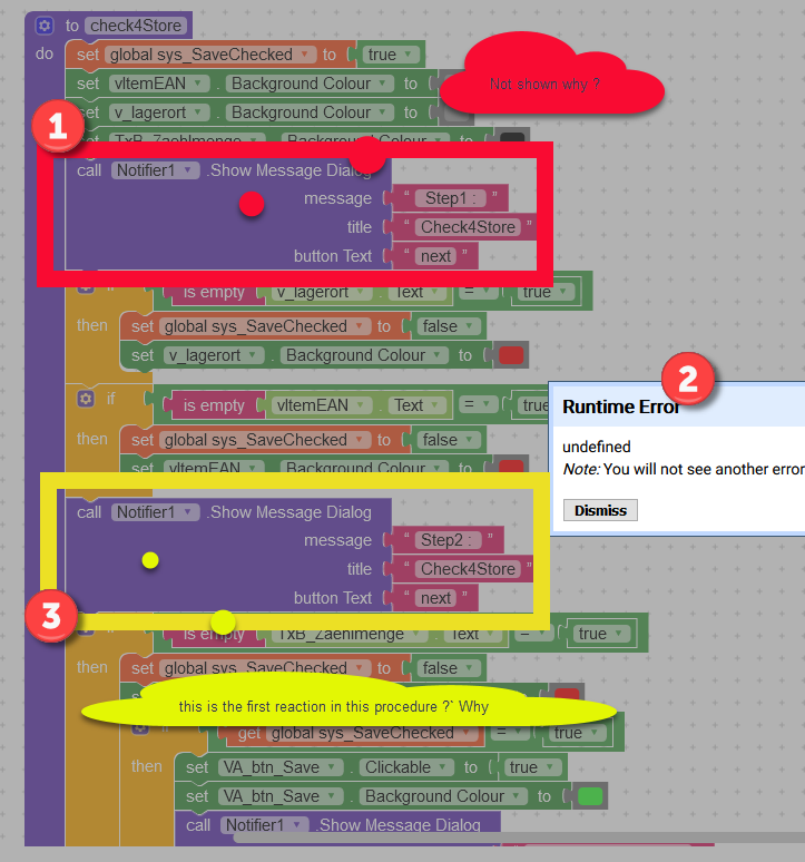 Runtime error undefined, Missing Errornumber...how can I locate the bug? - Discuss - Kodular ...