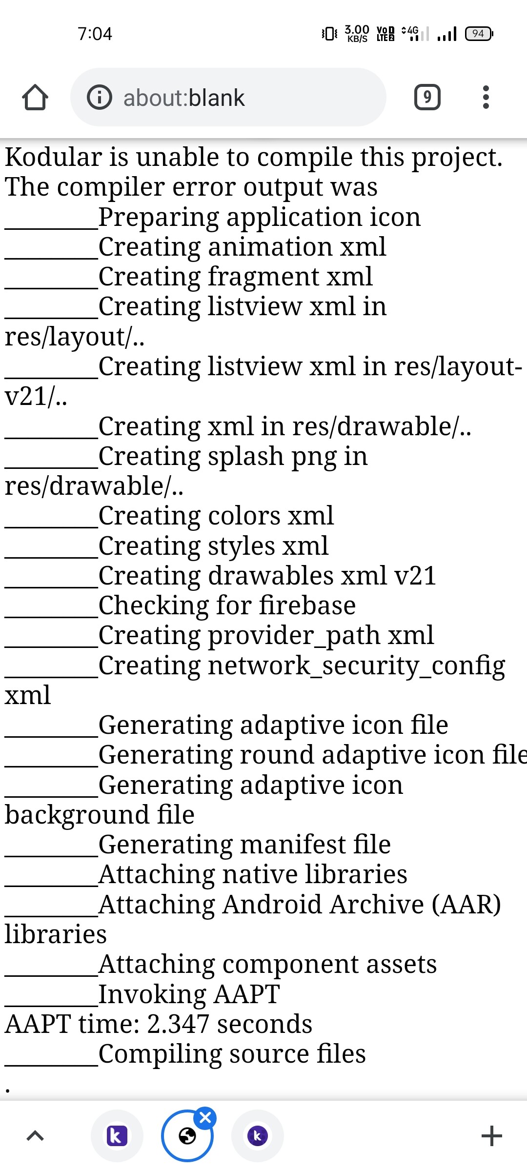 Apk Export Problem Issue, stuck at compiling source files - Discuss - Kodular Community