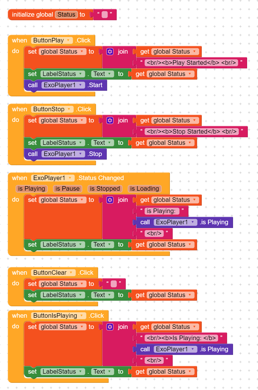 ExoPlayer problems with Status Changed event and status methods - Bugs - Kodular Community